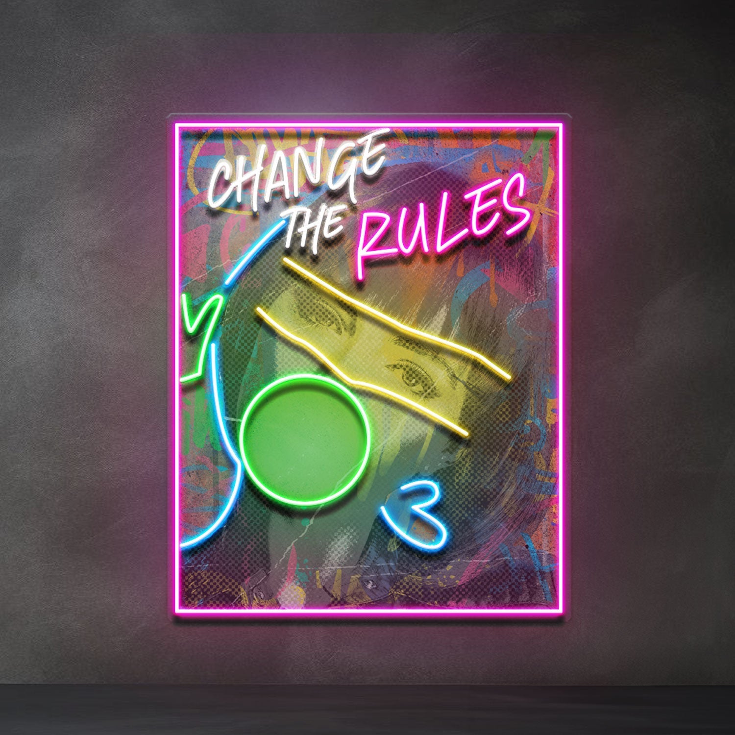 Rebelious Change The Rule Collapse Art LED Neon Sign Light Pop Art ...